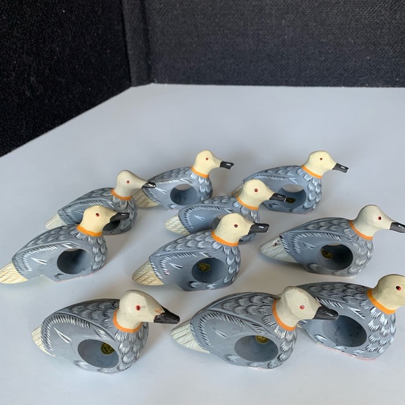 Accents | Set Of 1 Gray Duck Wood Napkin Rings Hand Painted Farmhouse ...